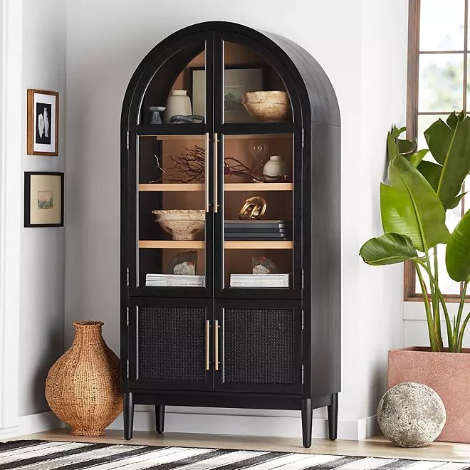 Black arched display cabinet store